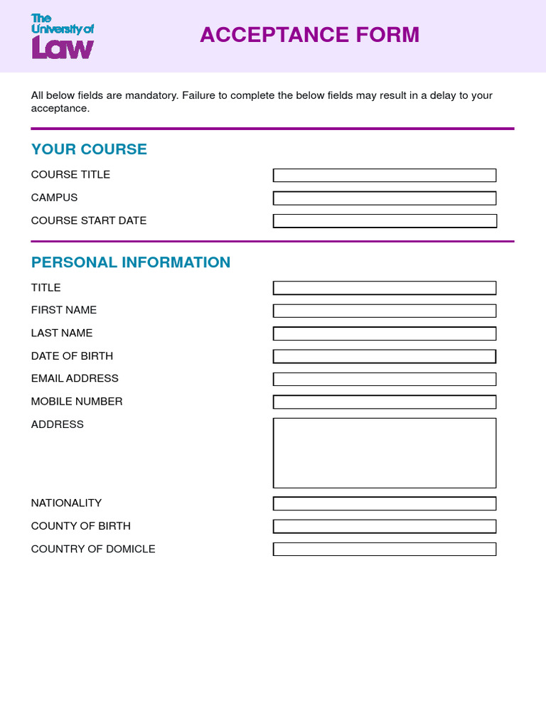 Course Acceptance Form Instructions | PDF | Disability | Visual Impairment