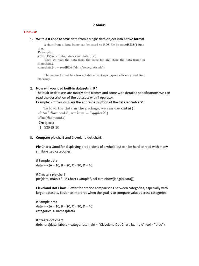 (unit 4-5) R 2marks | PDF | Chart