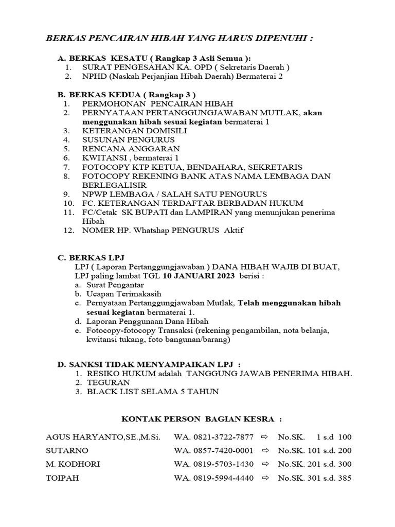 Format Pencairan Hibah 2023 Ansor | PDF