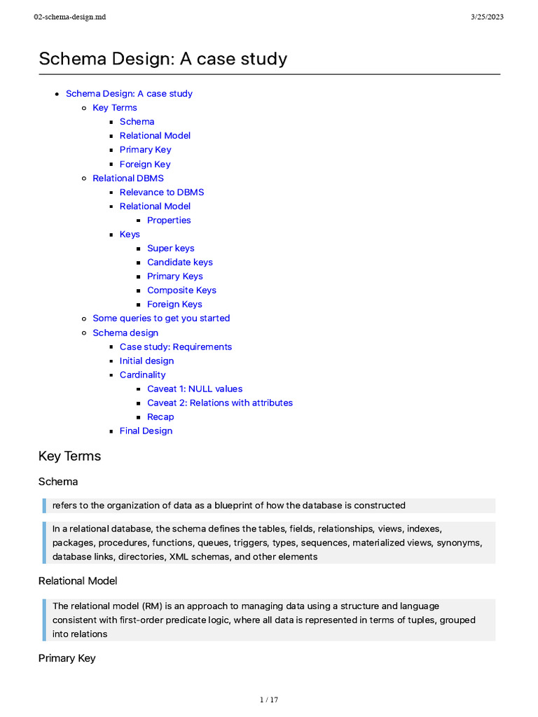 02 Schema Design | PDF | Relational Model | Relational Database