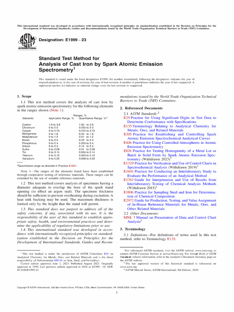 ASTM E1999-23 | Download Free PDF | Manganese | Molybdenum