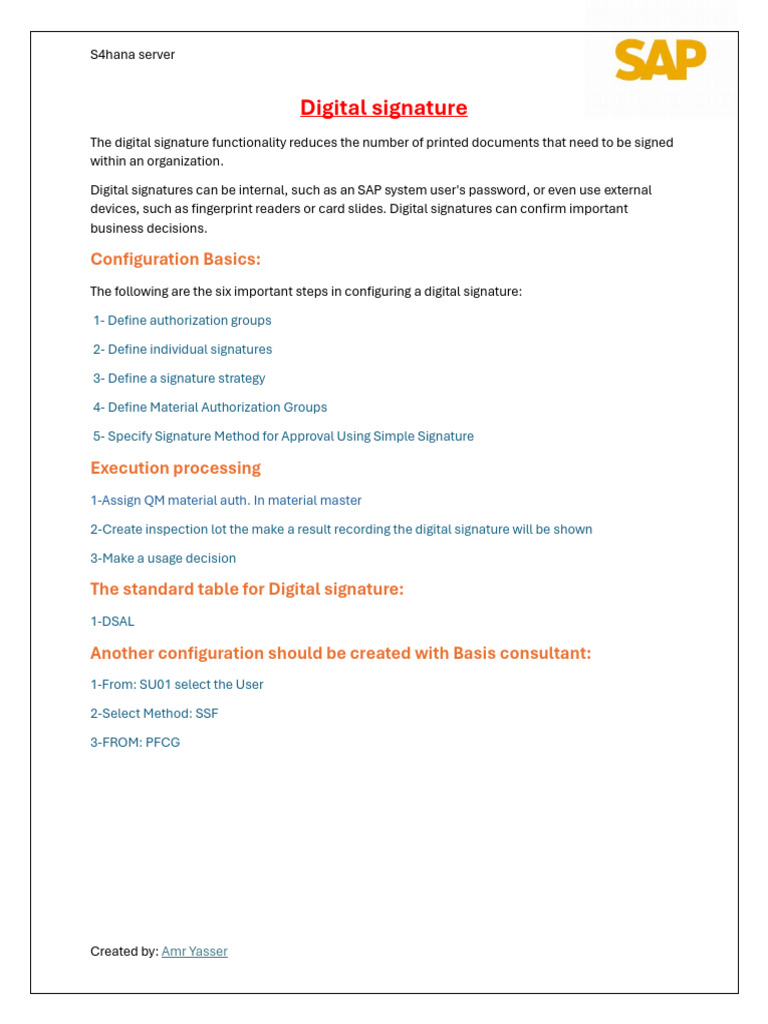 How To Make Digital Signature in SAP | PDF | Signature | Server (Computing)