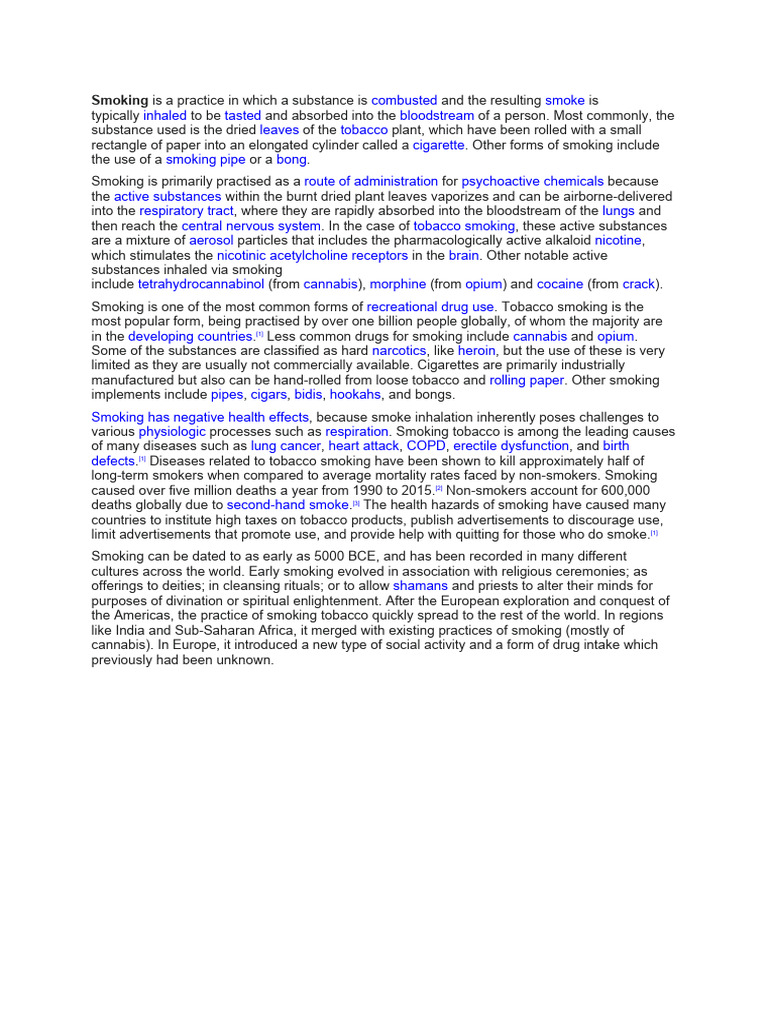 Smoking | PDF | Smoking | Tobacco