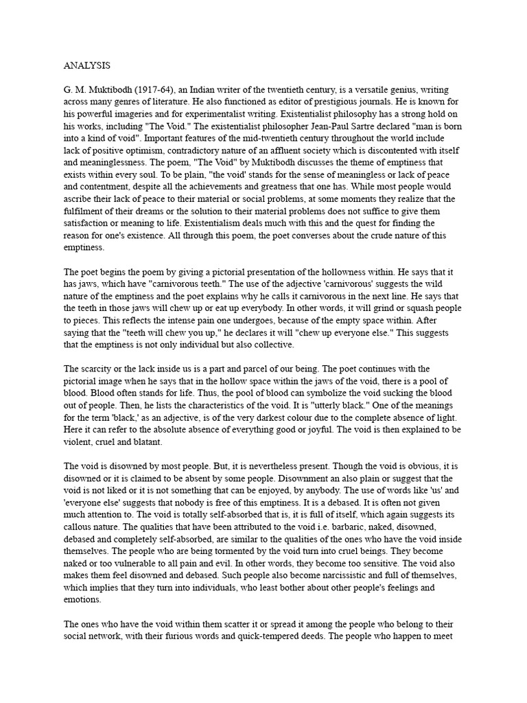 the void- Analysis | PDF | Existentialism