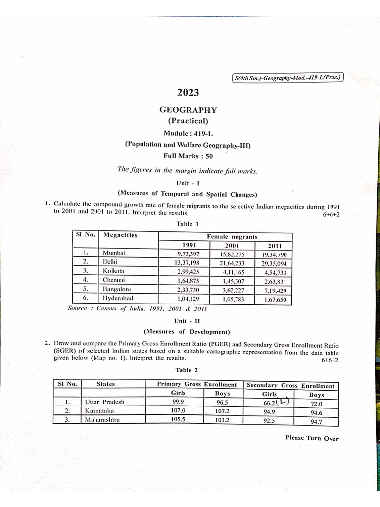 Population Geo Practical 2023 | PDF