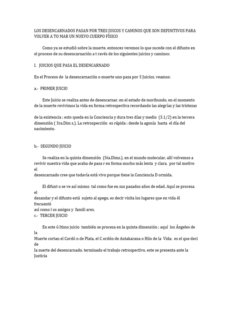 Juicios y Caminos Del Desencarnado | Descargar gratis PDF | Yo | Felicidad