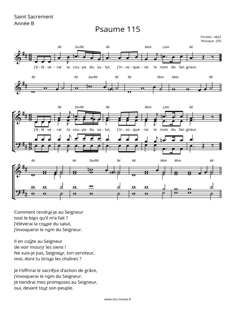 Saint Sacrement - Année B - Psaume 115 | PDF | Salut (christianisme ...