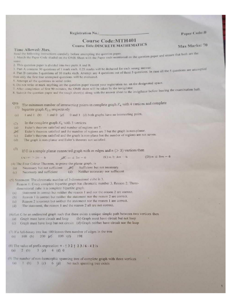 Maths MTE 2 Question Bank | PDF