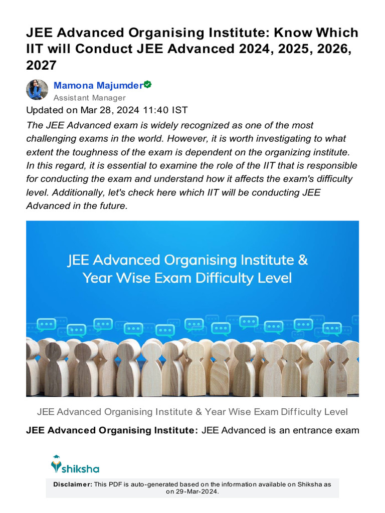 JEE Advanced Organising Institute: Know Which IIT Will Conduct JEE ...