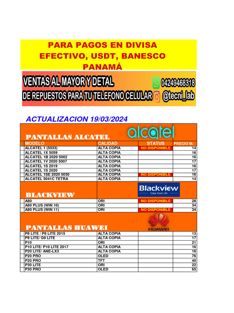 Lista de Precios Lcd Divisa-44 | PDF | Yo telefono | Hardware de Apple Inc.