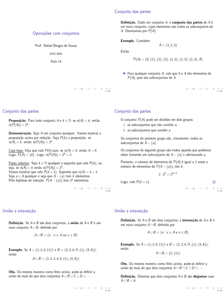 Operações Com Conjuntos | PDF | Conjunto (Matemática) | Conjunto vazio ...