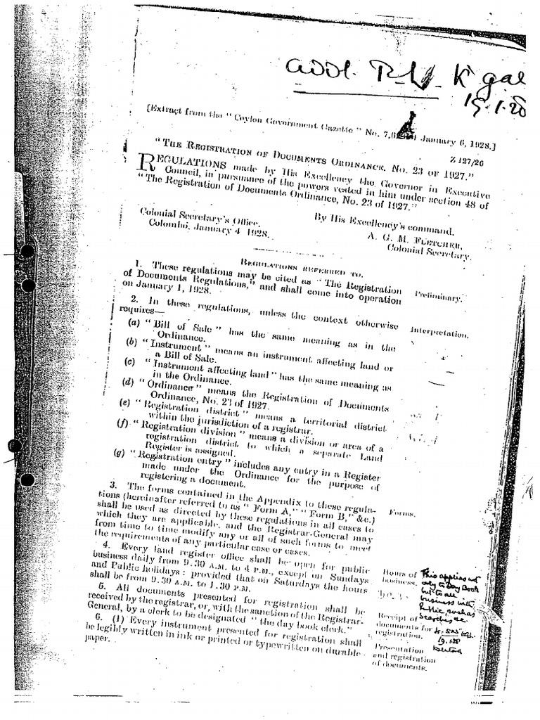 Regulations of Documents Registration | PDF
