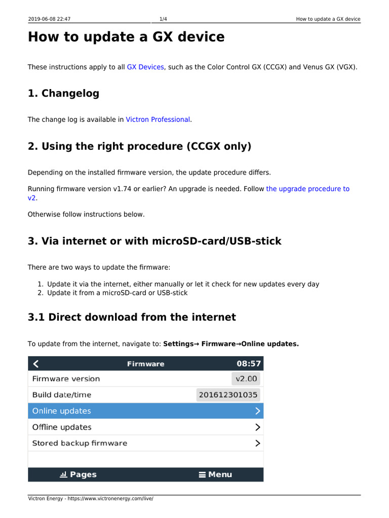 Update Guide for Victron GX Devices | PDF | Usb Flash Drive | Online ...