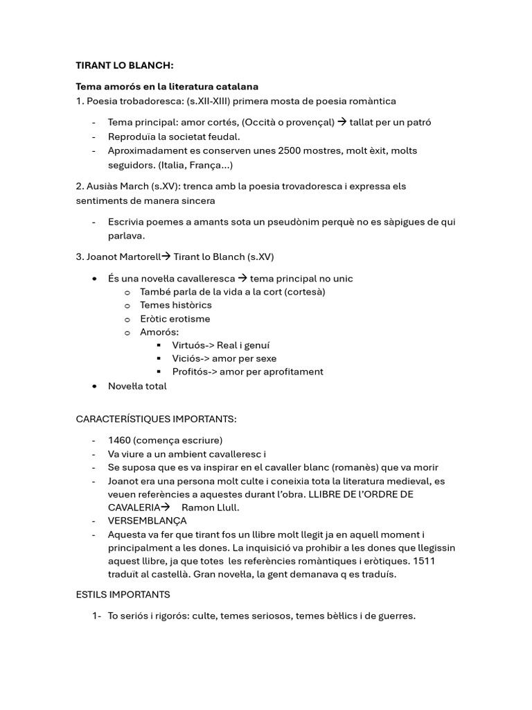Apunts Catalanidad Literatura Amorosa | PDF