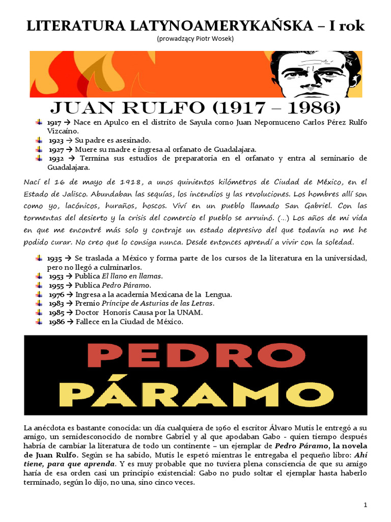Análisis de "Pedro Páramo" de Rulfo | PDF