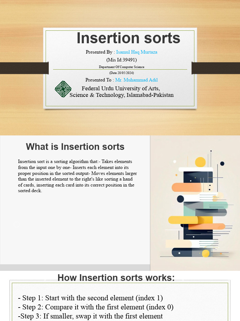 Insertion Sort Algorithm Explained | PDF | Computing | Computer Science
