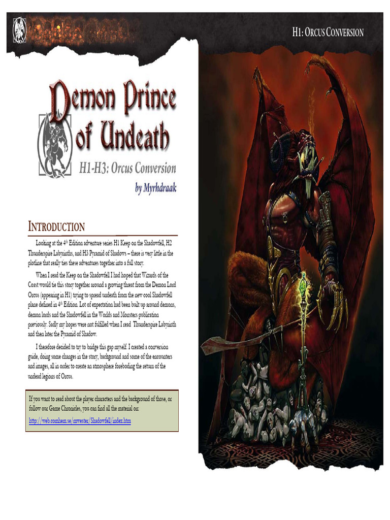 H1 Orcus Conversion | PDF | Demons | Dungeons & Dragons