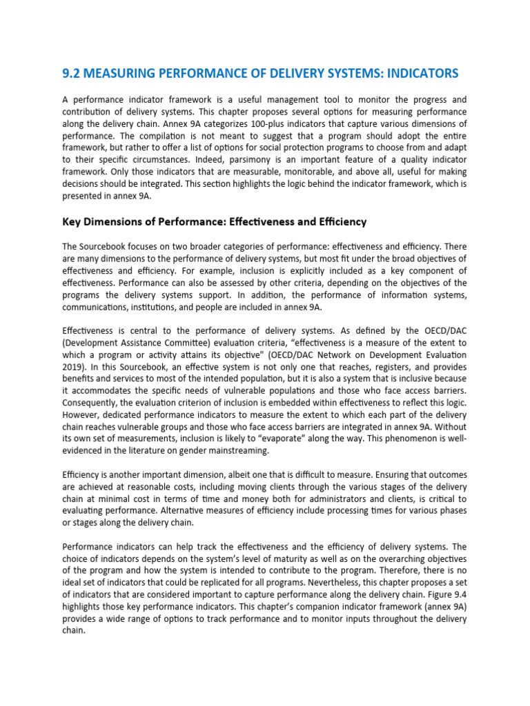 Delivery Systems Performance Indicators | PDF | Performance Indicator ...