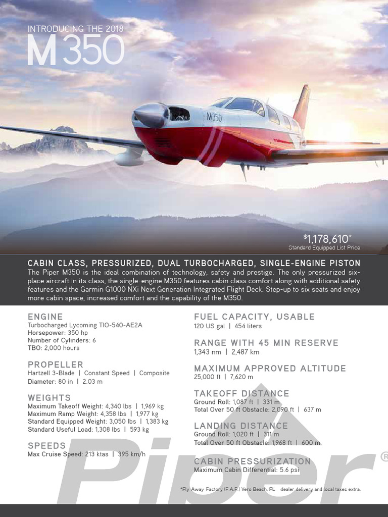 Piper M350 2018 | PDF | Aviation | Aircraft