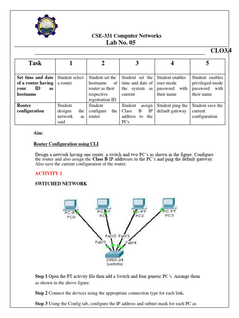 Manual Configuration of Switch and Routers Through CLI Remote Login ...