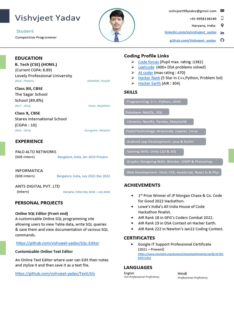 Vishvjeet_resume_2023 | PDF | Data Management | Computing