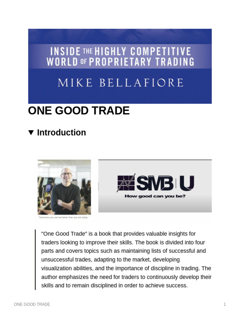 Trading Success: One Good Trade | PDF | Disciplines