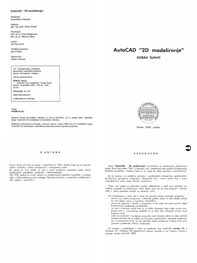 Goran Šunjić - AutoCAD 2D-Modeliranje, 2000 | PDF