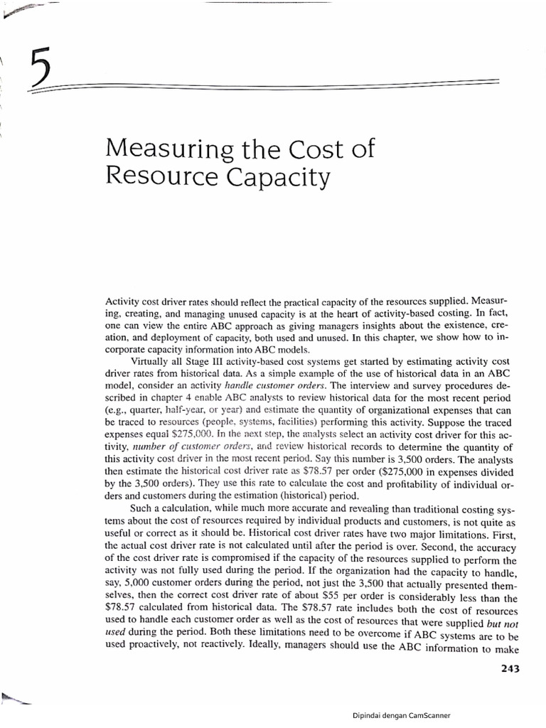 DoCMS Ch. 5 Measuring The Cost of Resource Capacity | PDF