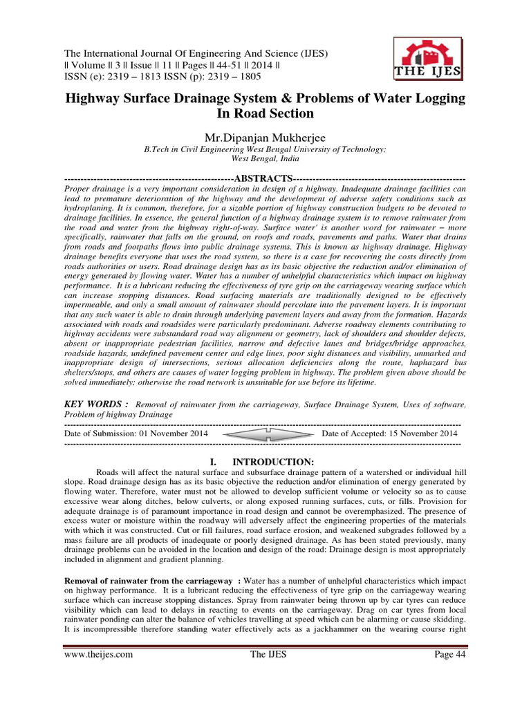 Highway Surface Drainage System and Prob | PDF | Road | Storm Drain