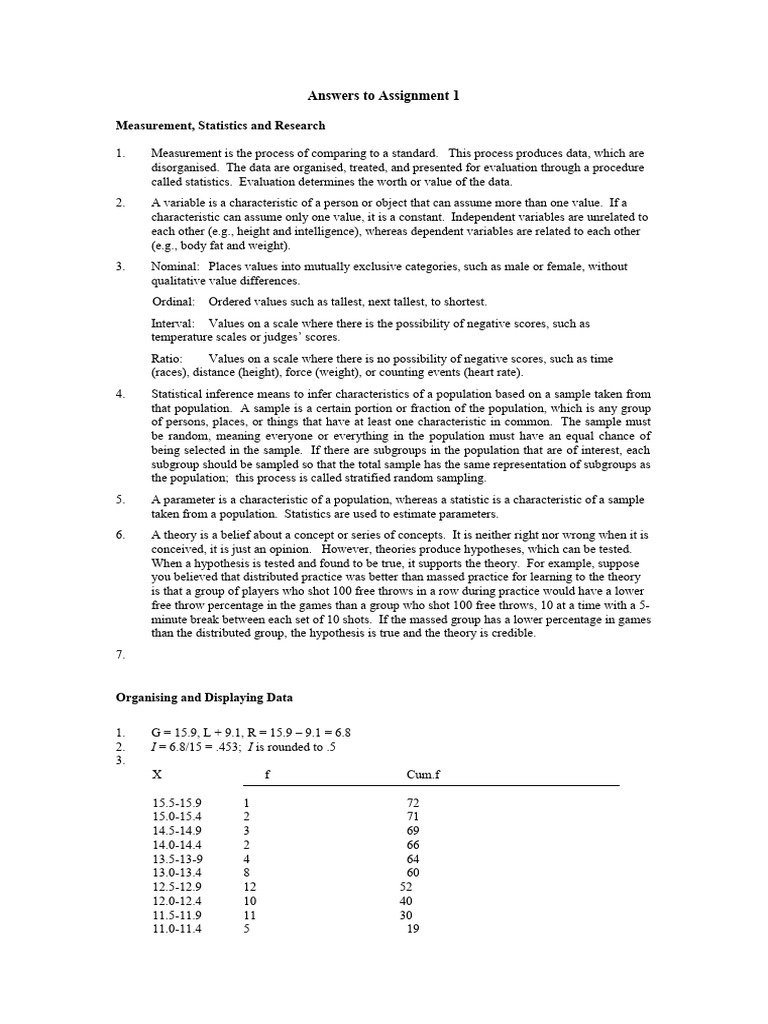 Answers To Assignment 1 | PDF | Career & Growth | Science & Mathematics