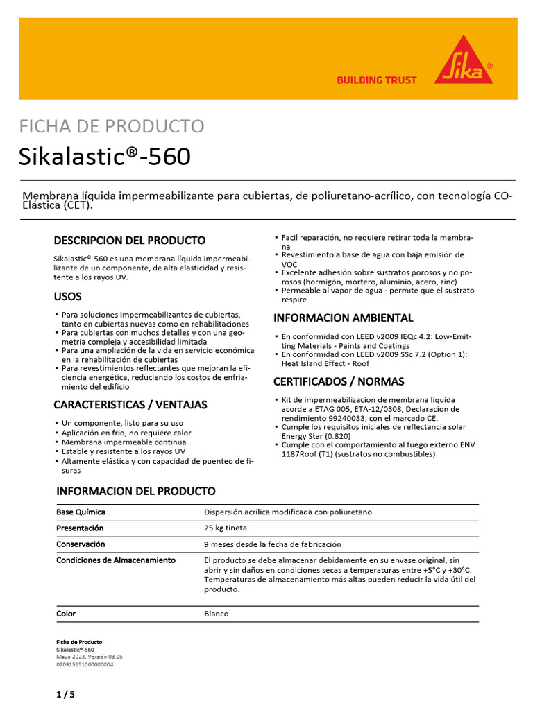 Sikalastic - 560 | PDF | Materiales