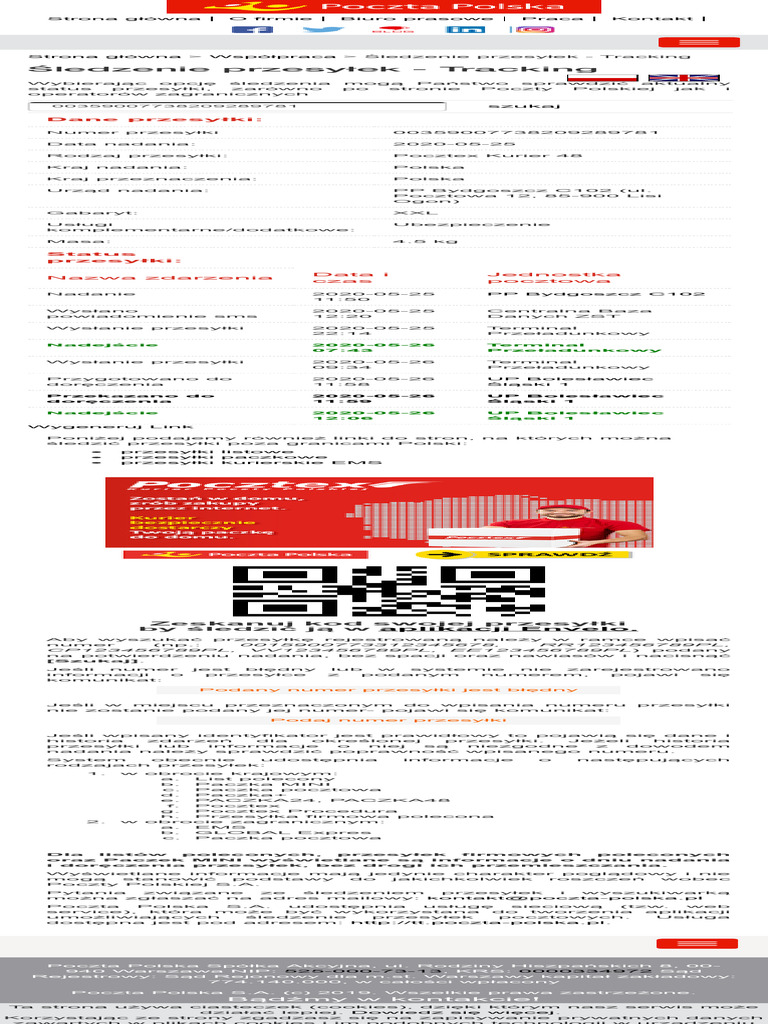 Śledzenie Przesyłek - Tracking Emonitoring - Poczta-Polska - PL | PDF