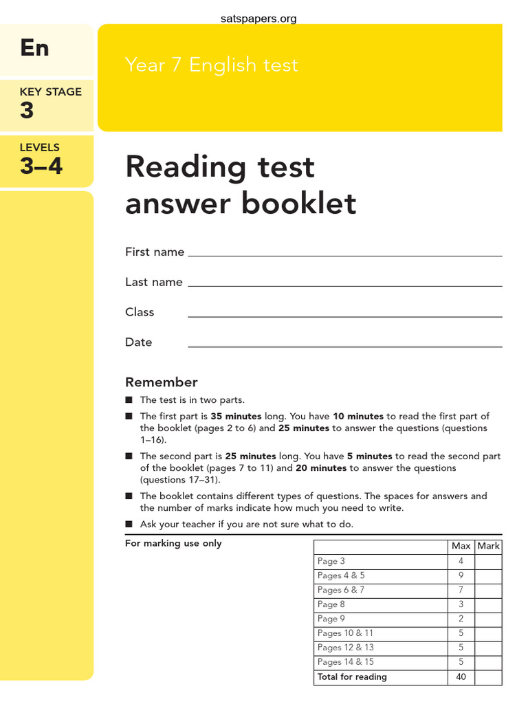 Year 7 English Reading Test Booklet | PDF | Rainforest