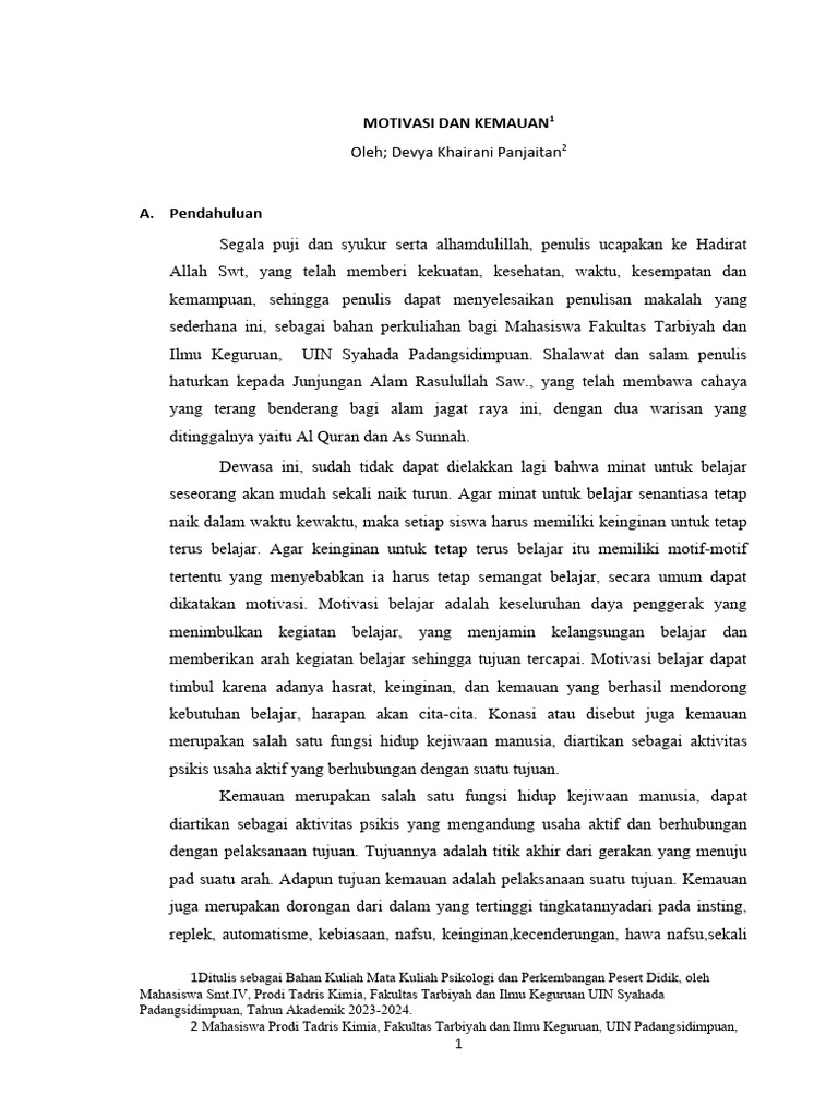 Motivasi Dan Kemauan | PDF