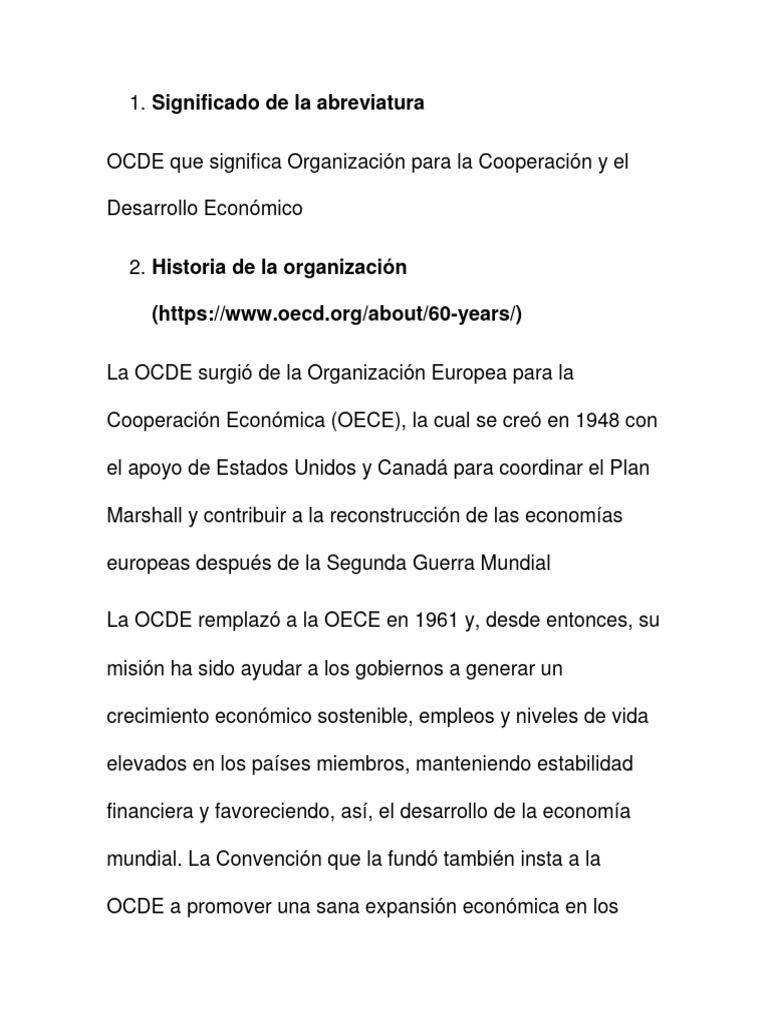 Significado y historia de la OCDE | PDF | Globalización | Economias