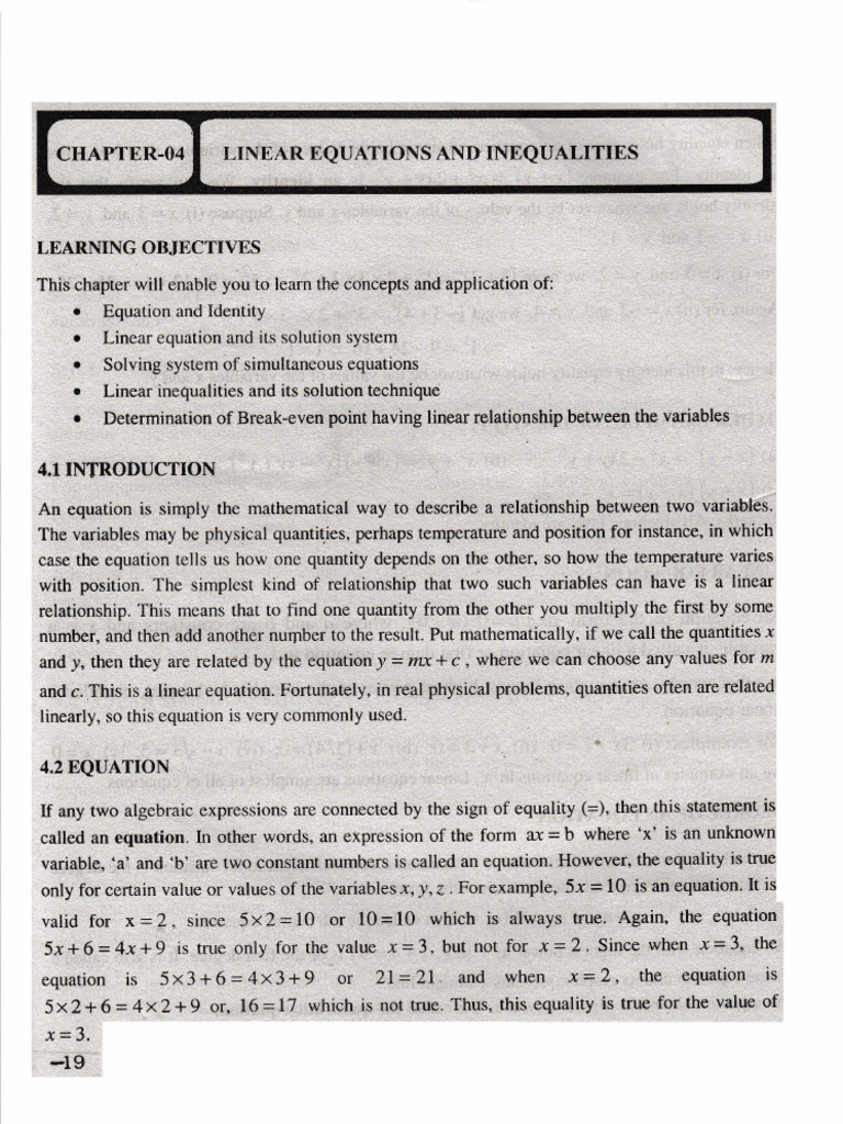 Chapter 4-Linear Equations and Inqualities | PDF