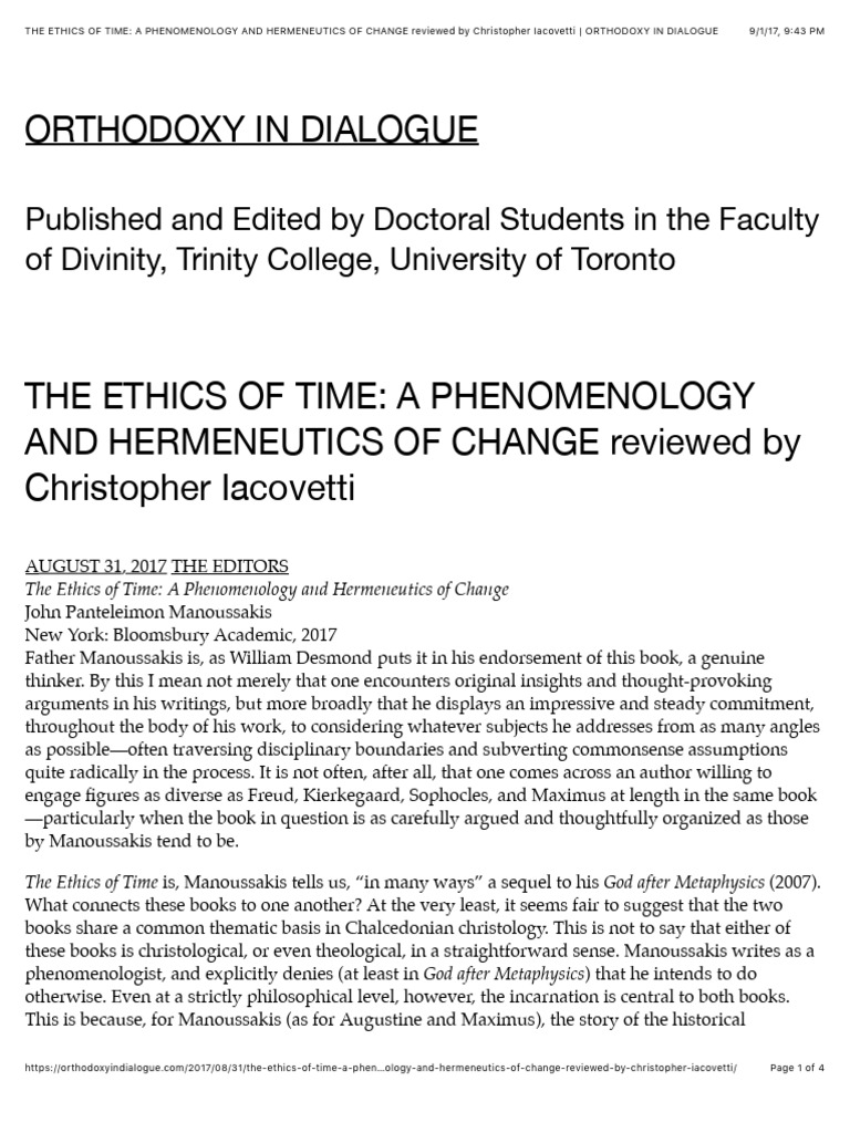 The Ethics of Time Book Review by Christ | PDF | Sin | Christology