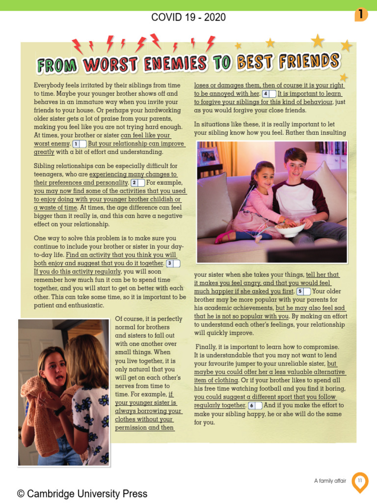 Complete First For Schools Second Edition Student S Book AGOSTO2021 14 | PDF | Sibling