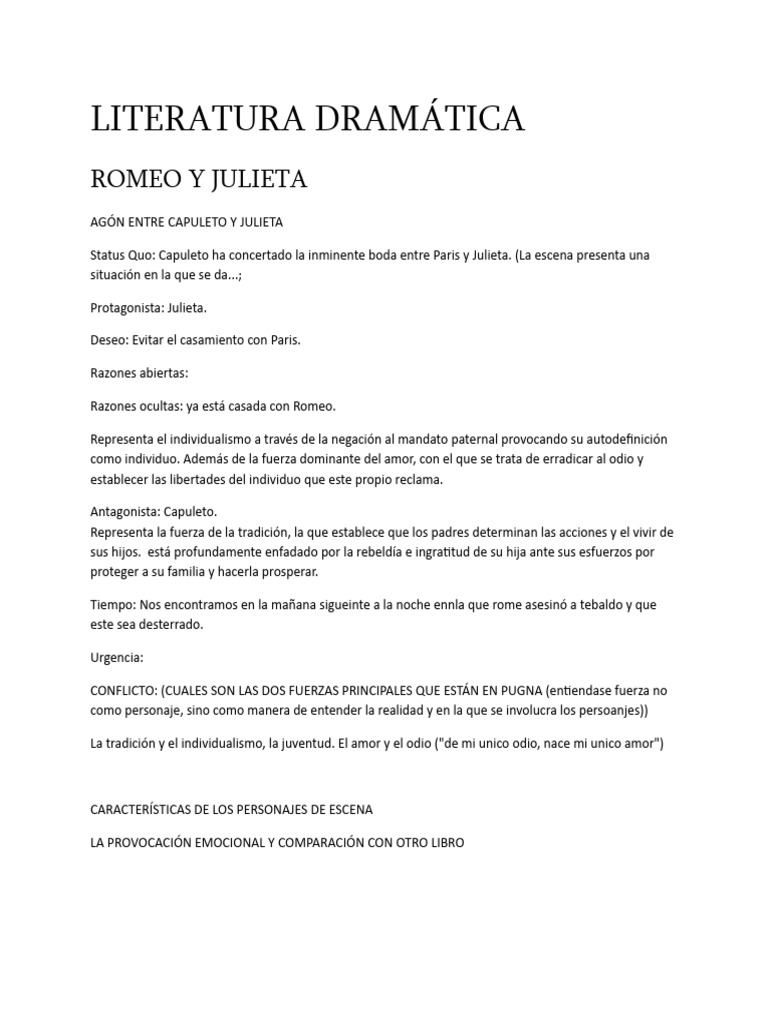 Literatura Dramática | PDF | Romeo y Julieta