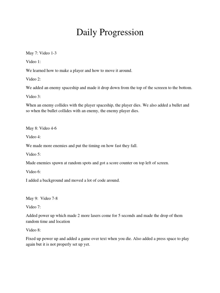 Daily Progression Pixelpad | PDF