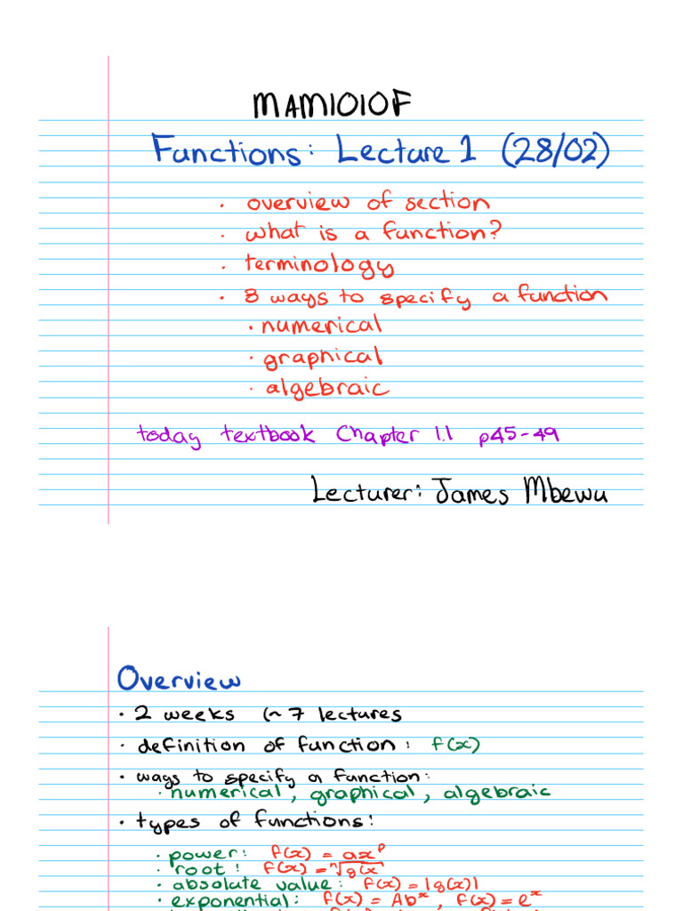 Lecture 1 - Intro To Functions | PDF | Function (Mathematics) | Mathematical Relations