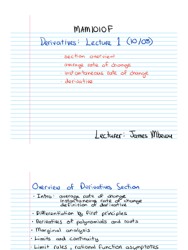 Overview of Derivatives Concepts | PDF | Speed | Derivative
