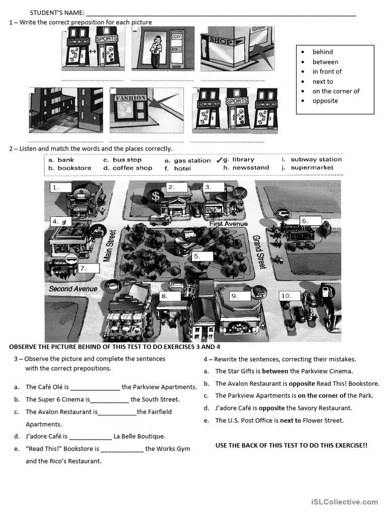 Prepositions of Place Exercises | PDF | Foreign Language Studies