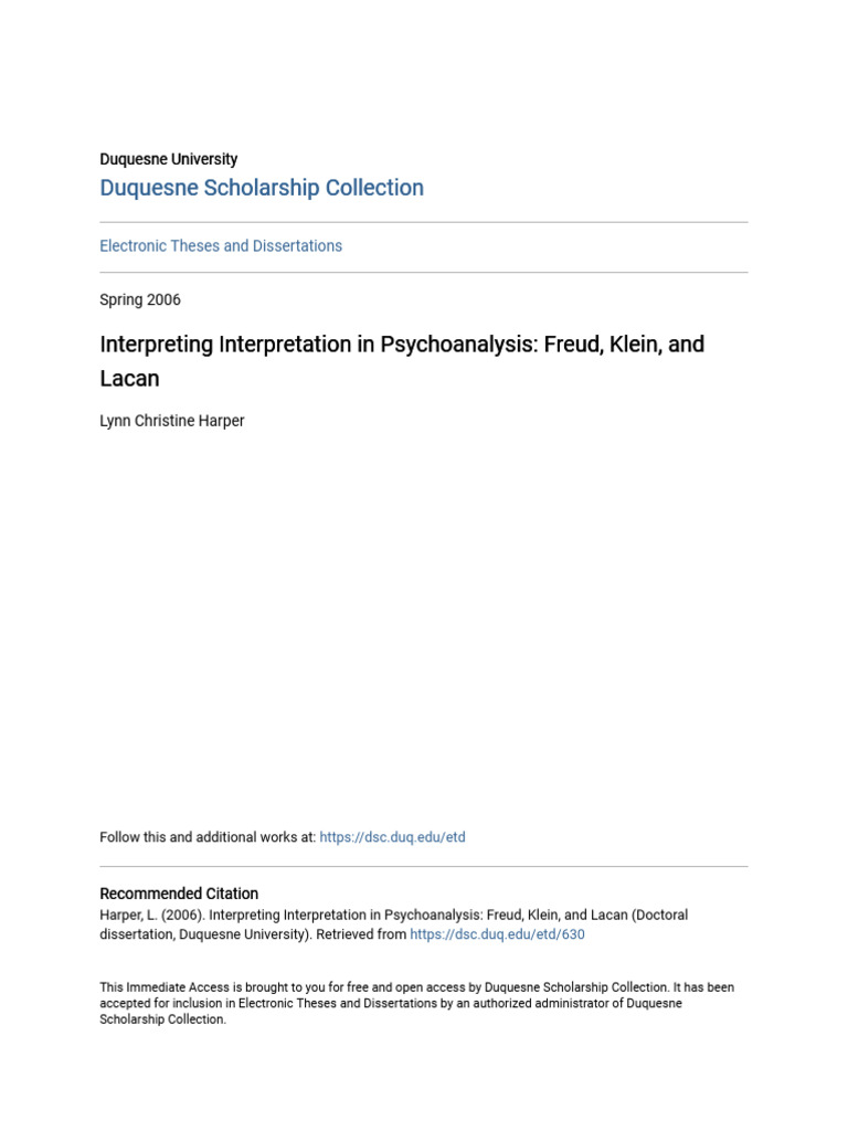 Interpreting Interpretation in Psychoanalysis_ Freud Klein and ...