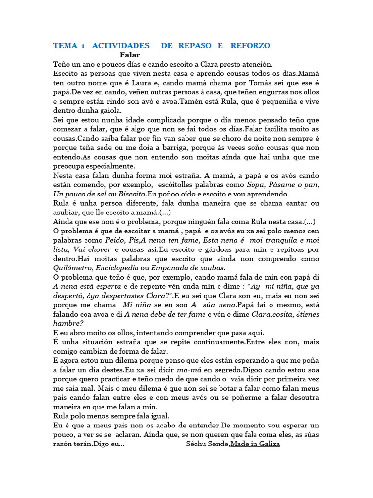 Tema 1 Actividades de Repaso e Reforzo. | PDF