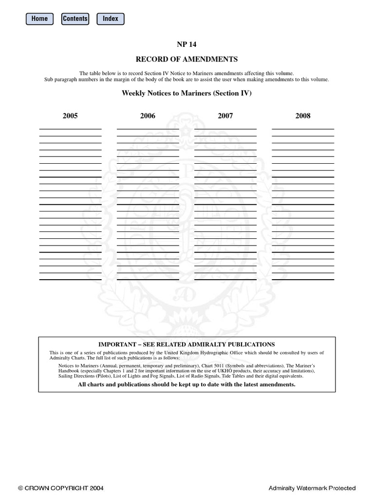 NP 14 Record of Amendments: Home Index | PDF | Navigation