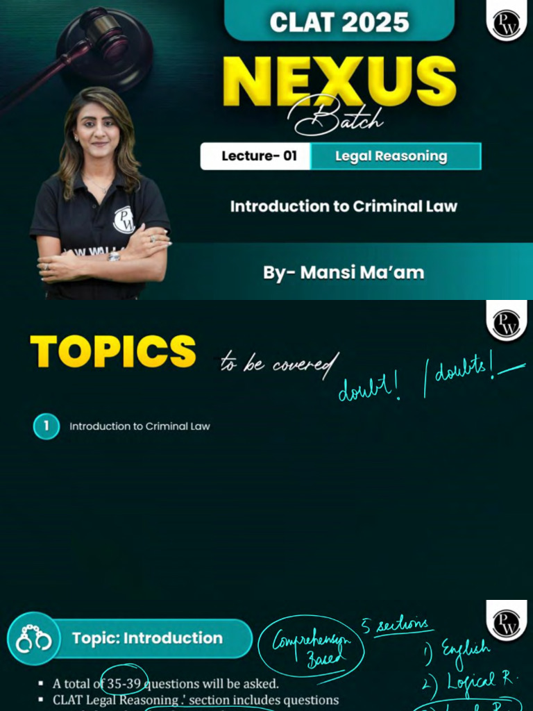 Legal Reasoning 01 - Class Notes - CLAT Nexus 2025 Batch | PDF