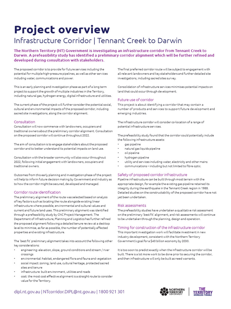 Infrastructure Corridor Fact Sheet | PDF | Risk | Risk Assessment