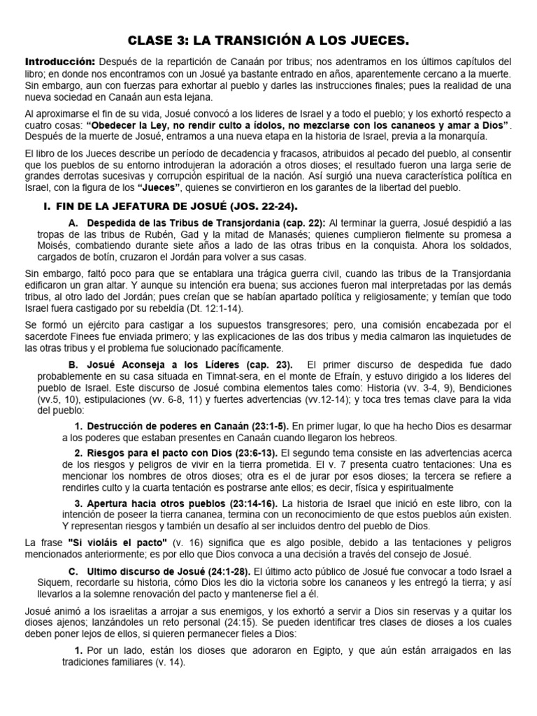 Clase 4 La Transicion A Los Jueces | PDF | Canaán | Israel