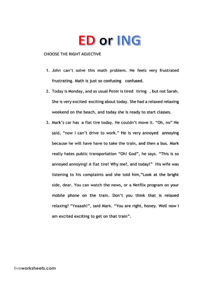 ING or ED Exercise | PDF
